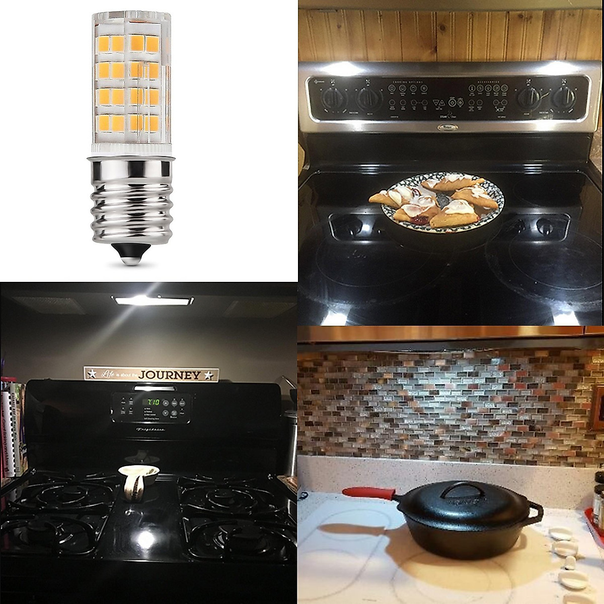 E17 LED Bulb Microwave Oven Light 4 Watt Warm White 3000K dimmable 52x2835SMD AC110-130V (Pack of 2)
