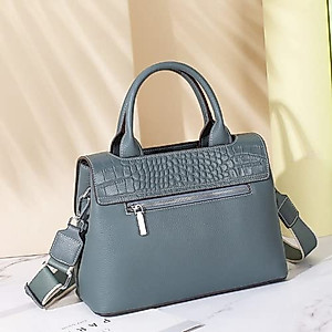 Genuine Leather Women's Fashion Handbags Convertible Satchel Handbag Cross-body Shoulder Bags (Off-white)