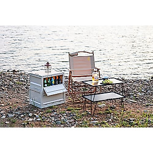 The foldable outdoor camping storage box has a large capacity of 40L, the foldable storage box equipped with a wooden cover and rollers can be used for indoor,car trunk and camping.