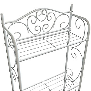 HOME BI Over The Toilet Storage,3-Tier Bathroom Storage Rack,Bathroom Space Saver,Freestanding Above Toilet Rack with Hooks and Toilet Paper Rack (White)