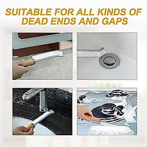 2pcs Gap Cleaning Brushes with Wooden Handle, Multifunctional Cleaning Brush Detail Cleaner Brush Household Cleaning Brush Crevice Cleaning Tool for Window Slot Bathroom Kitchen (White)