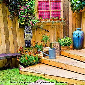 CLEYCYE Fake Owl Scarecrow Sculpture with Rotating Head for Outdoor Garden Yards