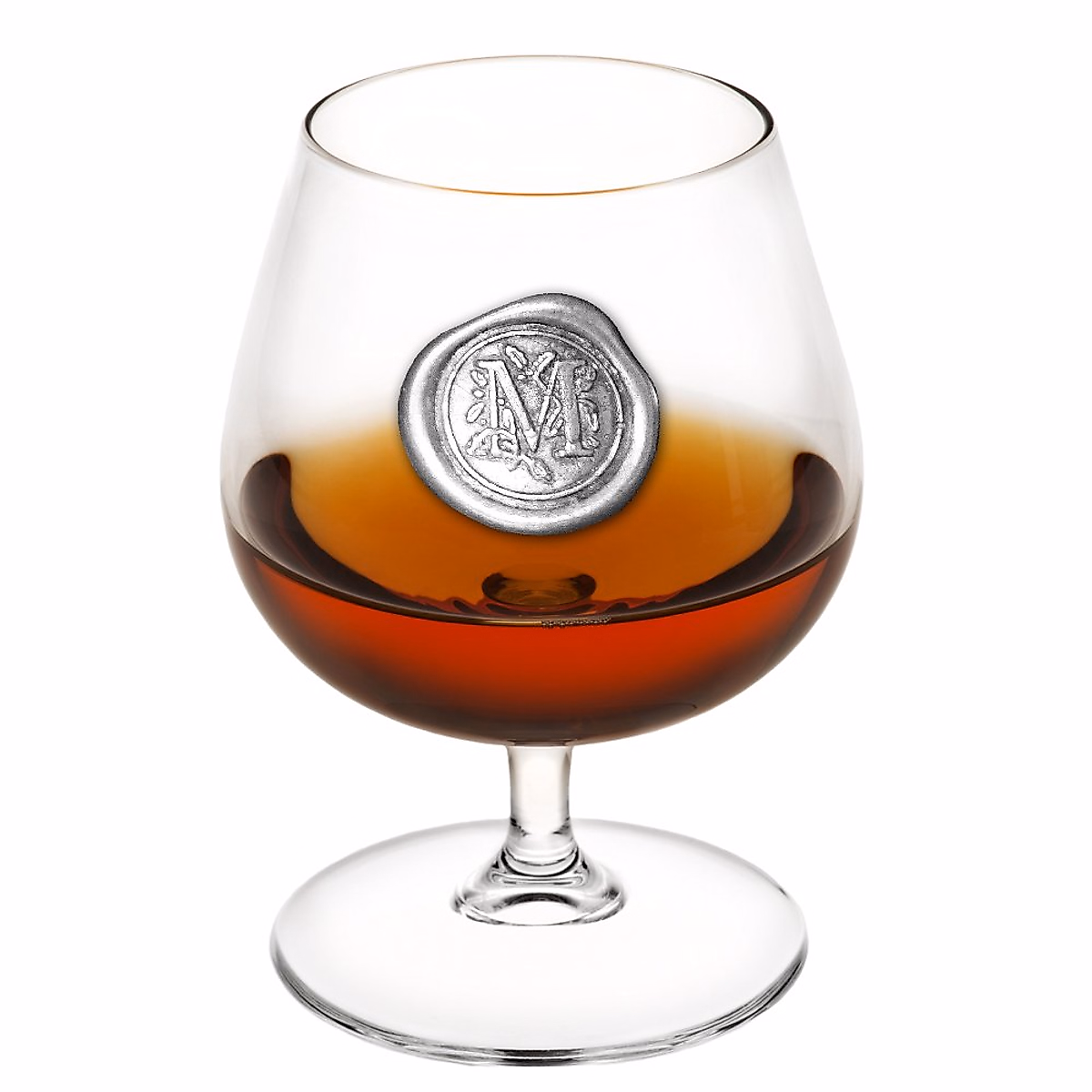English Pewter Company 14.5oz Brandy Cognac Snifter Glass With Monogram Initial - Personalized Gift With Your Choice of Initial (W) [MON223]