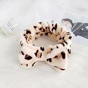 BAGLEV Spa Headband Makeup Spa Headband for Women Microfiber Coral Fleece Bow Hair Band Stretchable Elastic for Women Girls Shower Washing Face Makeup Birthday Gifts