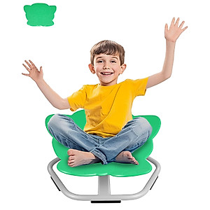 FAHKNS Autism Sensory Spinning Chair, Green Elephant Kids Swivel Chair, Sit and Spin Sensory Chair for Toddlers Overcoming Social Phobia Non-Slip Metal Base