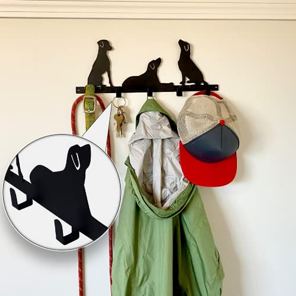 Evelots Puppy/Dog Wall Mount 5 Hook Hanger- Organizer-Hold 20 lbs-Towel/Coat/Purse/Keys/Necklace-Sturdy Iron-Rust Free Black Coating