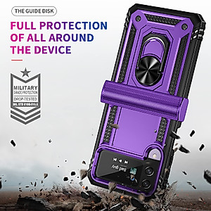 ONOLA for Samsung Galaxy Z Flip 4 Case, Galaxy Z Flip 3 Case with Hinge Protection and 360°Rotate Ring Magnetic Kickstand Heavy Duty Protective Case for Samsung Galaxy Z Flip 3/4 Phone (Purple)