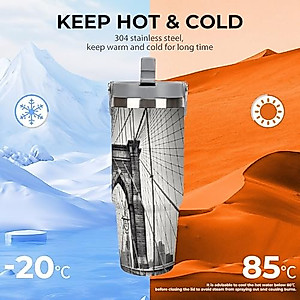 SYJTGDE Large Capacity Car Cup Brooklyn Bridge Fashionable Upgrade Car Cup Advanced And Beautiful Travel Cup