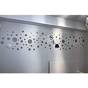 Polka Dot Wall Decals (63) Girls Room Wall Decor Stickers, Wall Dots, Vinyl Circle Peel & Stick DIY Bedroom, Playroom, Kids Room, Baby Nursery Toddler to Teen Bedroom Decoration 3"-6.5" (Grey)