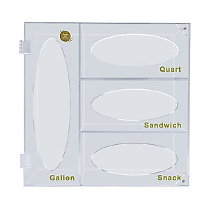 Plastic Bag Holder for Kitchen Organization – Storage Bags Acrylic Organizers Quart, Gallon, Snack, Sandwich Clear Wall Organizer Food Easy Refill System(clear), ‎11.8 x 11.8 3.03 inches