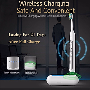 Sonic Electric Toothbrushes with Charging Case & Travel Case, LEBOND USB Inductive Rechargeable Electric Toothbrush with 3 Modes, Smart Timer and 2 Replacement Heads for Kids and Adults