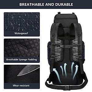 Waterproof Hiking Backpack 90L, Camping Backpack with Rain Cover, High Performance Hiking Mountaineering Backpack (deep blue)