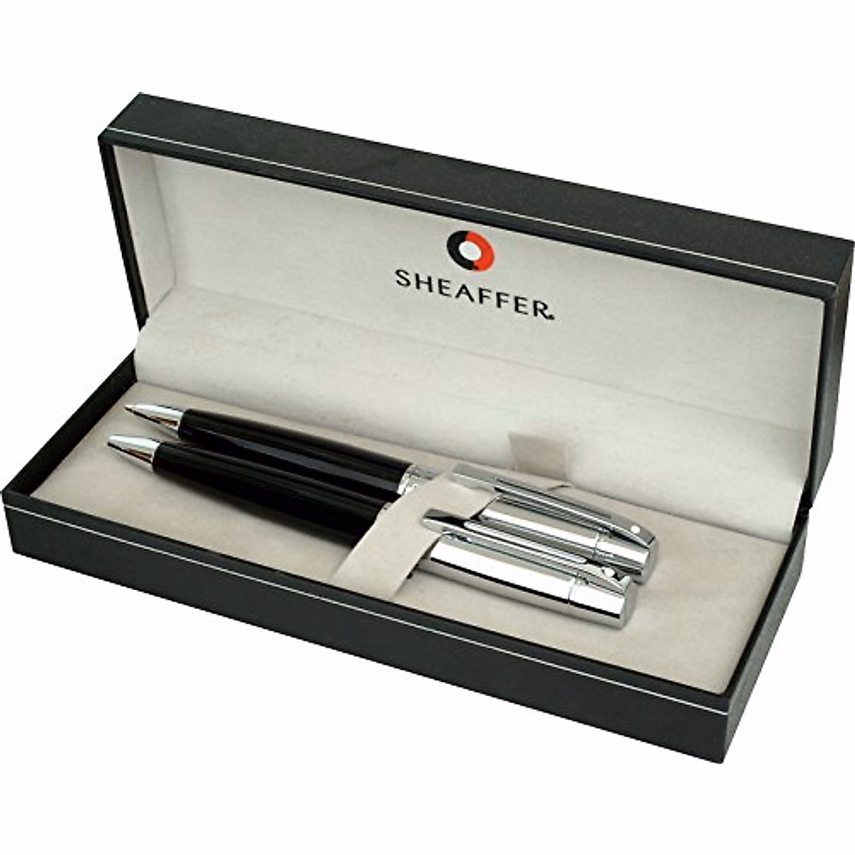 Sheaffer Gift Collection 2 (300) Ball Point Pen/Pencil Set, Satin Chrome Cap, Glossy Black Barrel with Chrome Plate Trim, 0.7mm Blue Refill (SH/9314-9)