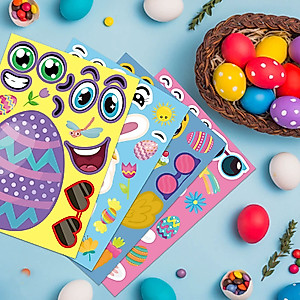 36 Sheet Easter Stickers for Kids,Easter Basket Stuffers,Make a Face Easter Stickers with Easter Animal Egg Themed,Make Your Own Stickers,Easter Decorations Gift Kids Party Favor Supplies Crafts
