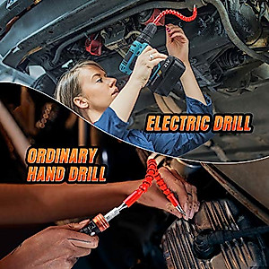 Flexible Shaft Drill Bit Extension - JelBo 1/4" Hex Flexible Shaft Drill Bit Extension, Bendable Screwdriver Extender Driver Attachment Adapter Magnetic Bit Holder Gift for Men(Red)