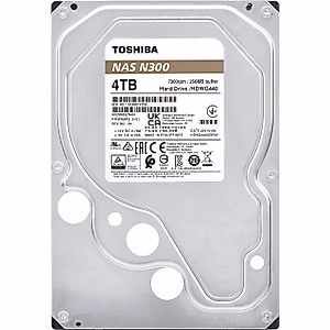 Toshiba N300 4TB NAS 3.5-Inch Internal Hard Drive - CMR SATA 6 GB/s 7200 RPM 256 MB Cache - HDWG440XZSTA