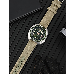 TACTICAL FROG 20mm Fast Release Nylon Watch band Military Watch Straps with Stainless Steel Buckle, Two-Piece Waterproof Nylon + Leather Watchbands for Men and Women