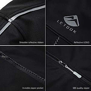 Letook Winter Thermal Fleece Cycling Jacket Men Windproof Warm Comfortable Cycle Wear with Reflective for Outdoor Running, Jogger, Riding 100230 XL