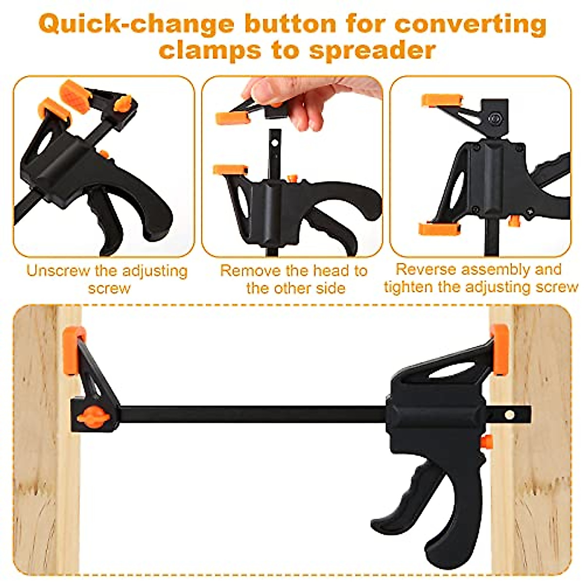 12 Pack 4 Inch Bar Clamps for Woodworking Quick Grip Clamps Trigger Clamp One Handed Ratchet Clamp, Mini Small Bar Clamps for Craft Wood Clamps for Gluing