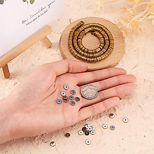 Cheriswelry 370pcs 6x1mm Flat Round Metal Heishi Beads Spacer Gold Plated Hematite Beads Friendship Bracelet Boho Beads Flat Disc Coin Loose Beads for Surfer Bohemian Jewelry Making Supplies