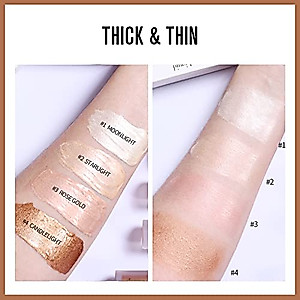 Jutqut Liquid Highlighter, Shimmer Face Body Highlighter Wand,Waterproof and Long-lasting Cream Smooth Highlighter Illuminator, Silky Natural Glow Makeup Stick for Body, 02#STARLIGHT