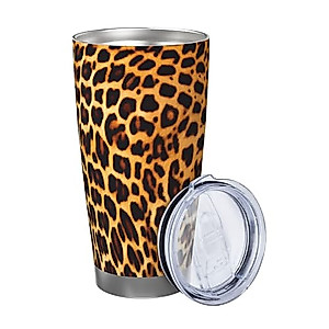 WXZYFP Car cup (single silver rim), can use a straw or drink directly, easy to use.Stripes on leopards