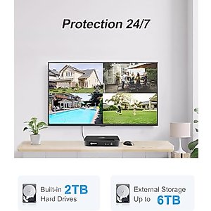 Swann 4K 16Channel Security Camera System NVR Recorder: nvr-8580 Security PoE NVR Box with 2TB HDD,24/7 Continuous Recording,Work with Swann IP 12MP/4K/5MP/4MP HD Cameras, SRNVR-168580H