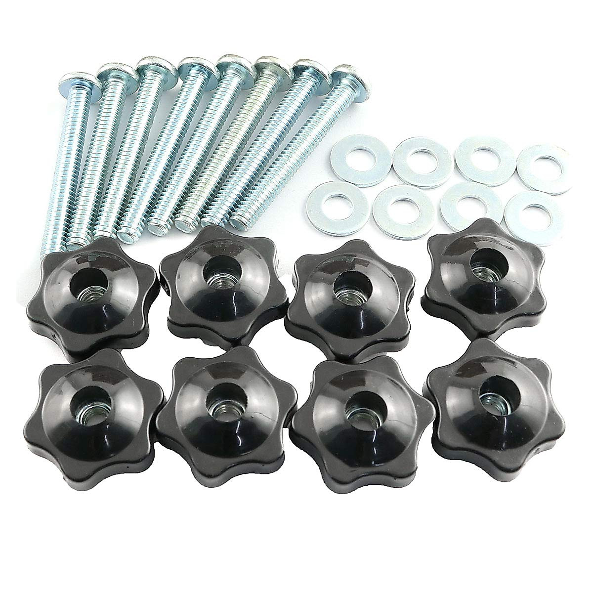 Pro Bamboo Kitchen 8 Sets Black Knobs Kit Galvanized Iron Philip's Head Screw 1/4-20x2" and 1/4" Hex Hand Nut Plus 1/4" Galvanized Iron Flat Washer