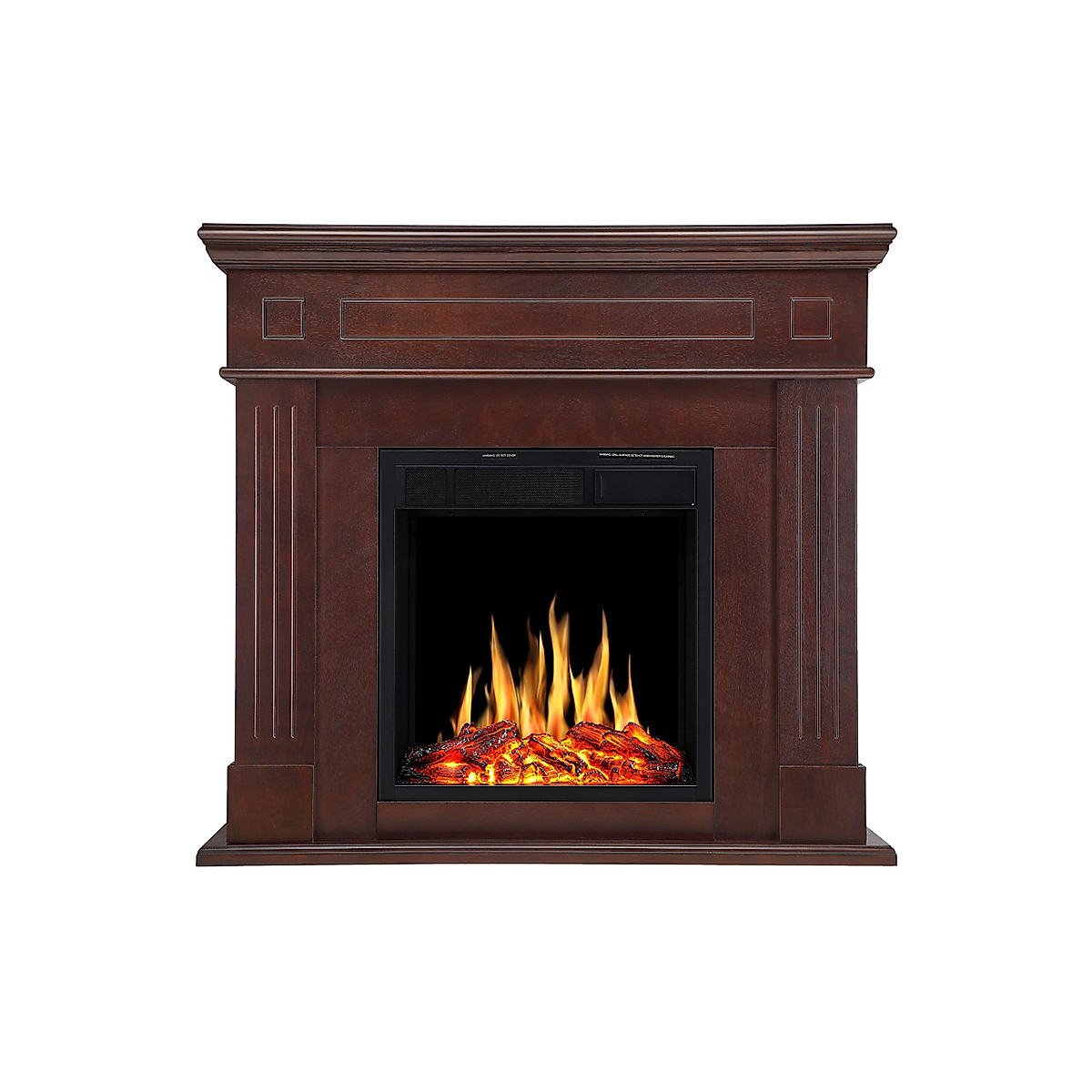 Joy Pebble Electric Fireplace Mantel Wooden Surround Firebox Freestanding Fireplace Hearter with Realistic Log Flame & Remote Control, 750/1500W (Black)