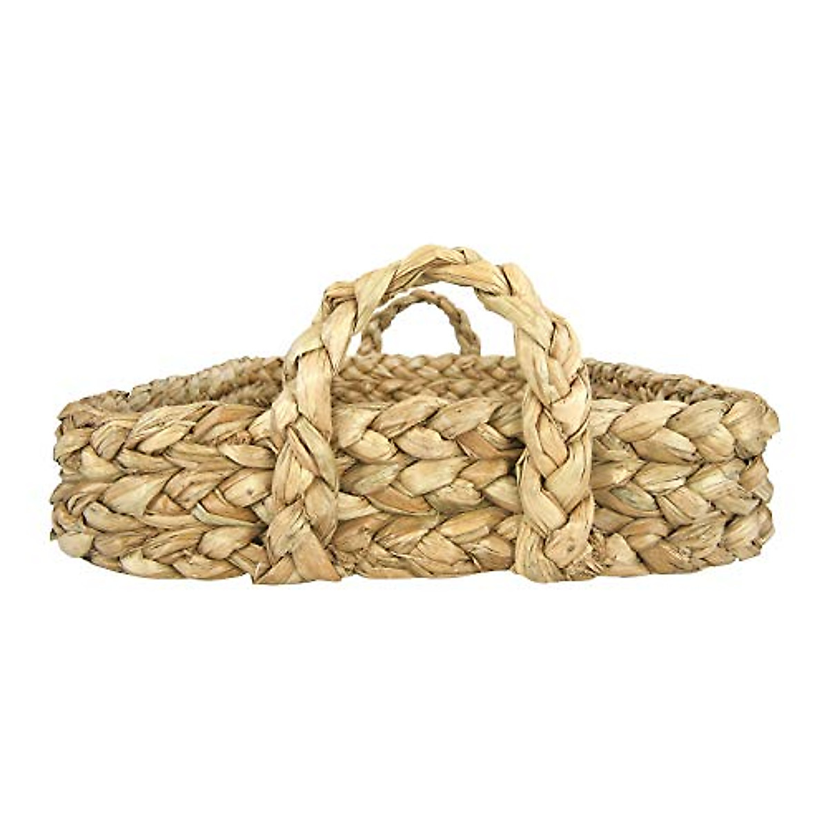 Bloomingville Decorative 22" L Handwoven Seagrass Tray with Handles Basket, Brown