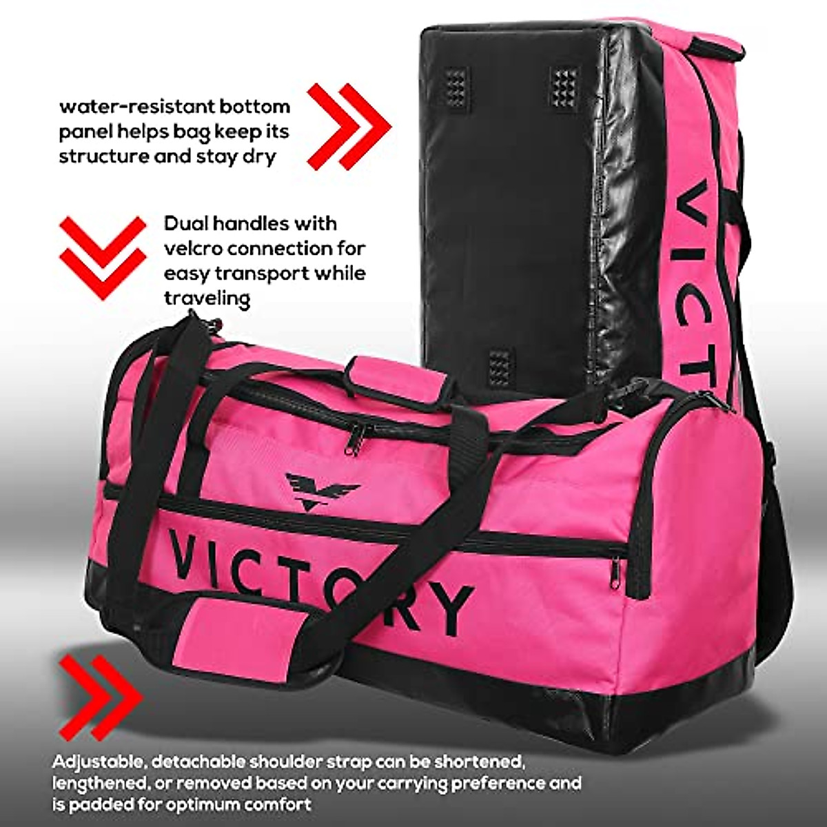 Victory Martial Arts Large Breathable Duffle Bag for MMA Gear, Boxing Gear, Gym or other Sports (Pink)