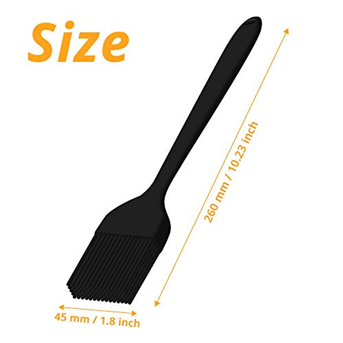 KUFUNG Silicon Basting Brushes, Heat Resistant Pastry Brushes, Spread Oil Butter Sauce Marinades for BBQ Grill Barbeque & Kitchen Baking, Cooking (L, Black)