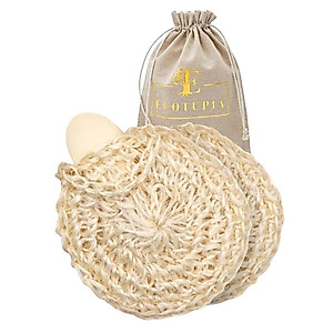 Natural Handwoven - Sisal Loofah - Body Scrubber Made from Premium Agave Fibers - Arabic - Turkish Style Shower loofah - Loofah Sponge with bar Soap Pouch - Loofah Exfoliating Body Scrubber (2-Pack)
