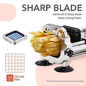 French Fry Cutter, Befano Potato Slicer Fry Cutter | Stainless Steel Potato Cutter for French Fries Cutter with 1/2-Inch and 3/8-Inch Blade Great for Potato, French Fries, Cucumber Vegetables Carrot