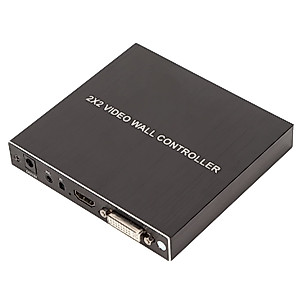TV Wall Video Controller, 1080p 2x4, 2x8 Cascade Modes, DVI Inputs, 4 Outputs, 180° Rotating 8 Display Modes, Multi Video Splicing Display Processor (US Plug)