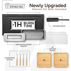 Roundfire Edge - Tabletop Fire Pit with Smores Kit - Ethanol Fire Pit, Fire Bowl, Table Top Fire Pit, Mini Personal Fireplace for Indoor & Garden - Gifts for Women Housewarming Birthday