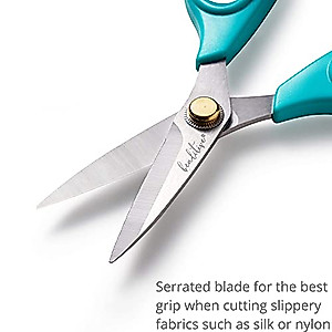 Beaditive Sewing Scissors - 6-Inch Stainless Steel Fabric Scissors - Professional Scissors with Serrated Blade for Easy Cloth Cutting & Quilting - Comfortable Craft Tailor & Dressmaker Shears – Teal