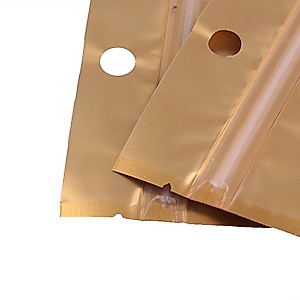 100PCS Clear/Color/Silver Mylar Foil Flat Ziplock Bags (12x22cm (4.7x8.6"), Gold)