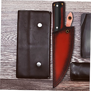 Luxshiny Camping Knives Chef Knife Set Cover Guard Protector Protector for Kitchen Brown Blade Regenerated Leather Round Buckle Shun Knife