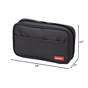 LIHITLAB Zipper Pen Case, 7.9 Ã— 2 Ã— 4.7 Inches, Black (A7551-24)