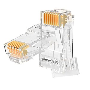 AUCAS 2 Piece Cat6 RJ45 Connector, End, Modular Plug, Connection, Gold Plated 50μ 8P8C for 23-24 AWG, Wire 1.0-1.1mm UTP Unshielded Cat6 Cat5e Solid or Stranded Ethernet Network Cable, 50 Pack