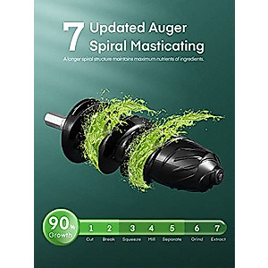 Slow Juicer Machines, HOUSNAT Cold Press Juicer Extractor for Fruits & Vegetables Easy to Clean, 2-Speed Mode with Quiet Motor & Reverse Function, Slow Masticating Juicer with Recipe (Silver Gray)