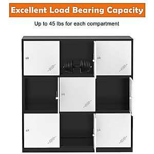 Bonnlo Office Storage Lockers, Metal Locker Storage Cabinet with Doors, Individualized Lockers with 9 Ventilated Doors for Public or Temporary Storage Space, Dorm, Garage, Gym, Locker Room