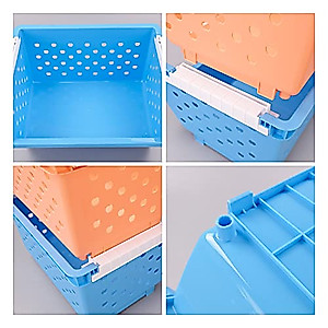 Pekky 4-Pack Large Stackable Storage Bins, Colored Plastic Stacking Basket