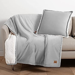 UGG Bliss Sherpa Throw Blanket - Plush Oversized Reversible Accent Blanket - 50” x 70” - Seal