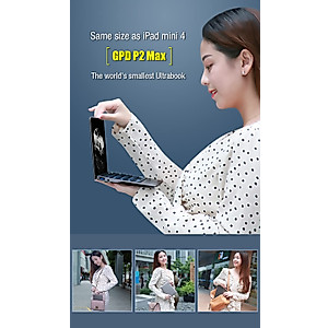 GPD P2 Max, Portable Ultrabook Laptop 8.9" Touch Screen Win 10 Home CPU Intel m3-8100Y 8GB RAM/512GB Storage Built-in Camera (Amber Black)