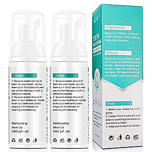 2pcs Toothpaste Foam Whitening, 360°Deeply for Oral White and Clean,Foam Toothpaste for Sensitive Teeth,Toothpaste Foam with Natural Ingredients Baking Soda