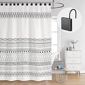 Sunlit Geometric Decorative Shower Curtain Hooks, Matte Square Geometric Black Shower Curtain Rings, Resin, Bathroom Decoration Boho Shower Curtain Hooks-12 Pack