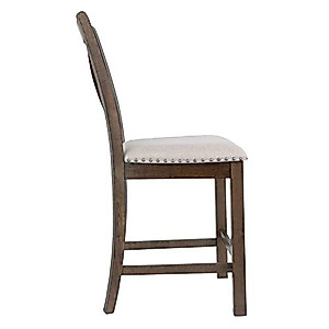 Signature Design by Ashley Moriville Rustic Farmhouse 24.5" Upholstered Barstool, 2 Count, Beige & Brown