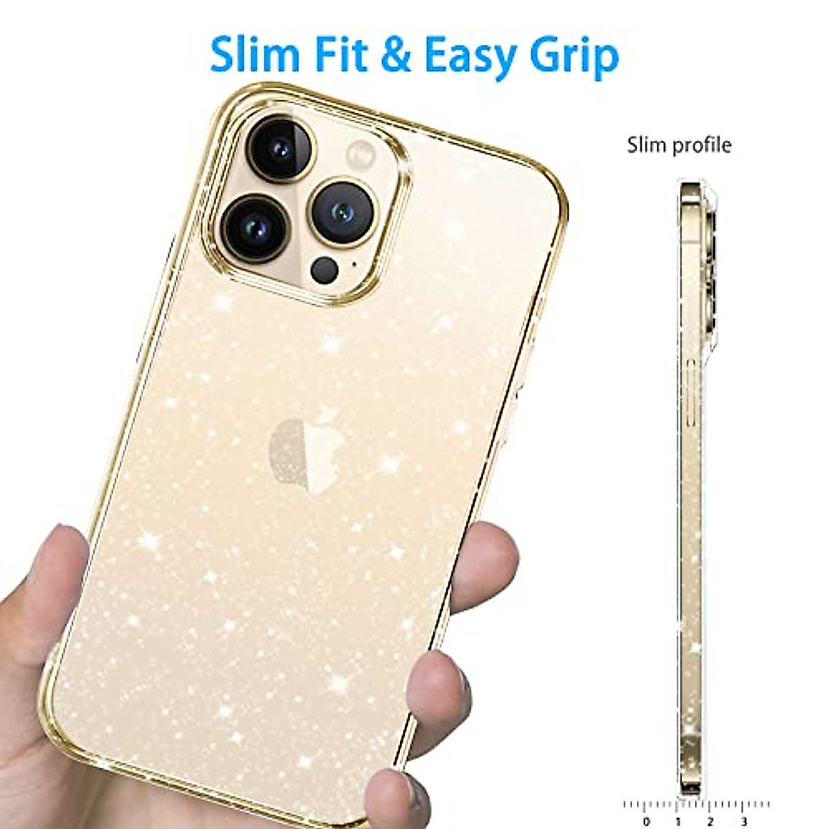 JJGoo Compatible with iPhone 14 Pro Case, Bling Sparkle Soft TPU Anti-Scratch Shockproof Protective Phone Bumper, Women Girls Cute Slim Sparkly Phone Case for iPhone 14 Pro, Clear Glitter